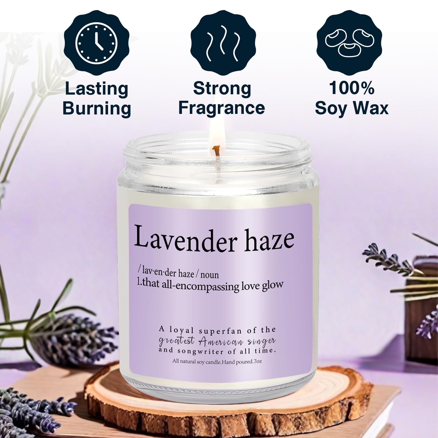 ForGreetMe TS Lavender Scented Candle, Music Lovers Gifts for Fans, Perfect TS Gifts for Women and Music Merch Singer Fans with Definition of TS, Best Birthday Gifts for Women