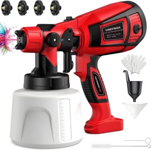 onefinsh paint sprayer for milwaukee m18 18v battery, cordless paint sprayer,electric spray paint gun for home interior and exterior, house painting,(no battery)