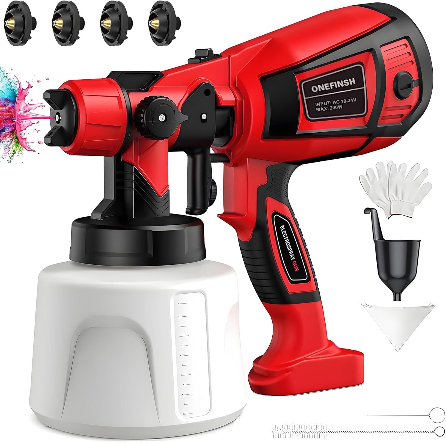 onefinsh Paint Sprayer for Milwaukee M18 18V Battery, Cordless Paint Sprayer,Electric Spray Paint Gun for Home Interior and Exterior, House Painting,(No Battery)