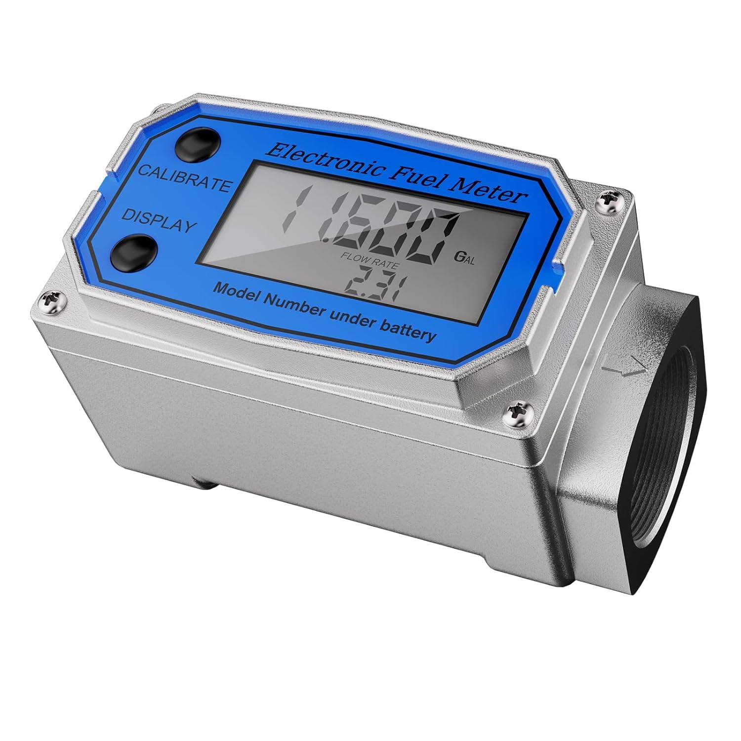 Fuel Meter 3/4 Inches, Digital Turbine Fuel Flow Meter 2.5-31 GPM Aluminum Alloy Engineered, Industrial Grade Fuel Transfer Meter for Water, Diesel, Gas Oil, Gasoline, Supports Gallon, QTS, PTS, L, m³