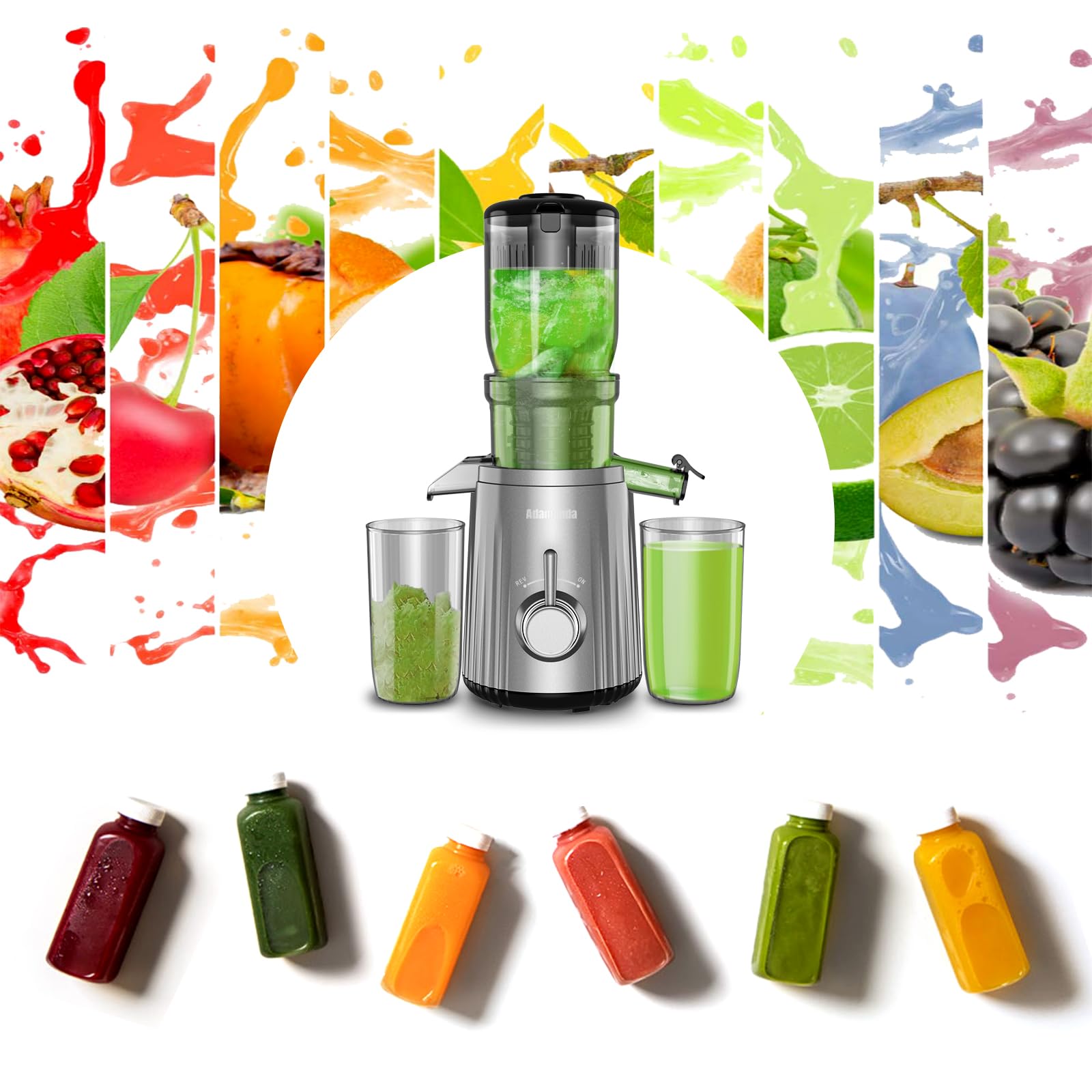 Slow Masticating Machines With Exclusive Filter Technology for High Juice Yield & Easy Clean,4.2'' Extra Large Feed Chute Cold Press Juicer Machine Fit Whole Fruits Vegetables,Silver Grey