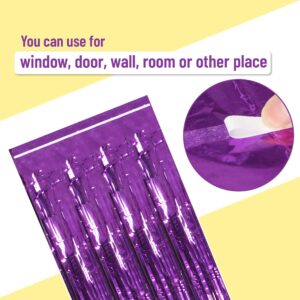 Mr. Pen- Metallic Foil Curtains, Purple Backdrop, 3.3 x 8.3ft, Purple Tinsel Backdrop, Foil Fringe Curtains Party Decorations, Tinsel Curtain Backdrop, Foil Curtain Backdrop, Birthday Door Decoration