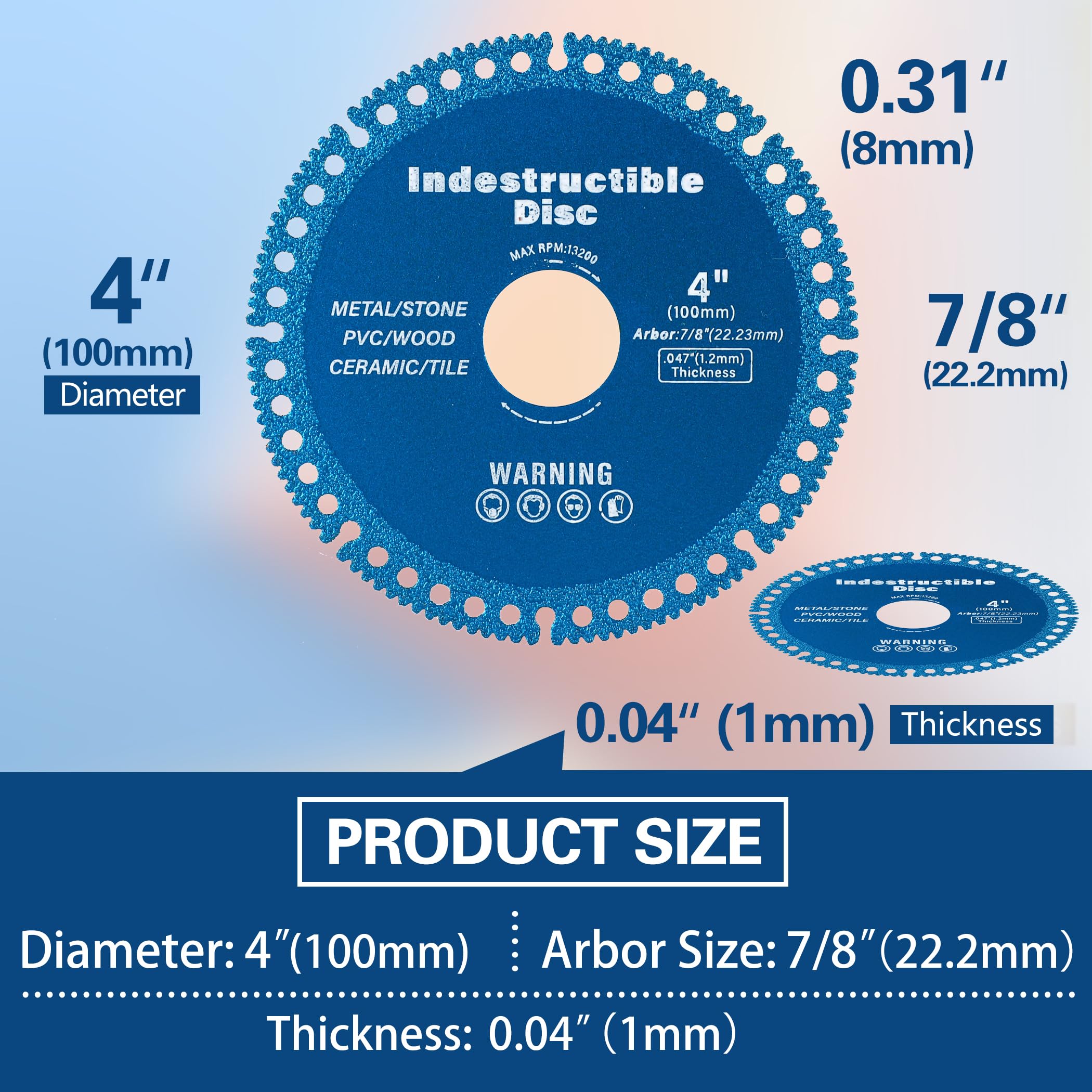 Indestructible Disc for Angle Grinder - 4 Inch Diameter, 7/8'' Arbor - Premium Quality 5pcs