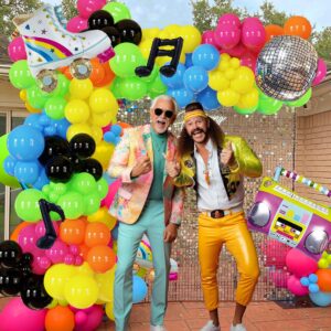 80s 90s Party Decorations 70s Retro Balloon Kit With Disco Ball Radio Skate Balloons For Freaknik Party Decor Disco Dj Music Throwback Birthdays, Proms, Back To The Future,Decades Dance themed Parties