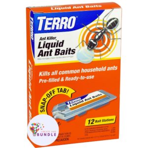 t300b liquid ant killer - 12 bait stations, effective indoor & outdoor ant control, safe for pets, quick results + create sticker