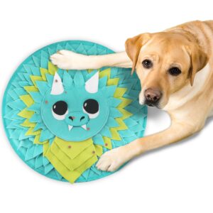 18” dragon dog sniffing mat - easy to clean fleece snuffle mat for dogs small - interactive dog toys for bonding & fun - durable snuffle mat for dogs large breed - round play mat for brain exercise