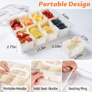 Snackle Box Container, Dishwasher Safety - Divided Serving Tray with Lid and Handle, Charcuterie Board for Portable Snack Platters - Clear Organizer for Fruits Snacks - Perfect for Road Travel Party