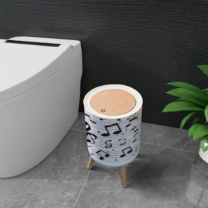 PHAIBHKERP Trash Can with Lid misic Set Abstract Music Various Music Notes Garbage Can Round Waste Bin Press Cover Dog Proof Wastebasket for Kitchen Bathroom Living Room Nursery 1.8gal, ljt