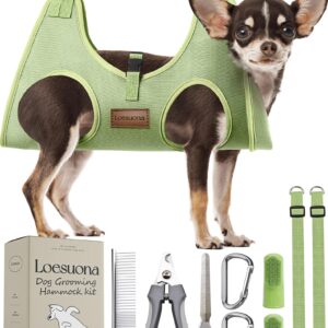 Loesuona Dog Grooming Hammock – for Dogs Cat Grooming Hammock,Dog Sling for Nail Trimming with Dog Nail Clippers for Small Dogs,Dog Hammock for Nail Trim,Dog Hanging Harness for Nail Trimming