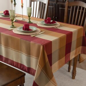 LOSIVISHE Fall Plaid Tablecloth for Thanksgiving, 60x84 inches Checkered Style Table Cloth Holiday Family Gathering Rectangle Table Cover - Spillproof & Waterproof - Ideal for Indoor & Outdoor Use