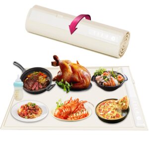 food warming mat - fast & full surface heating, silicone warming mat for food with adjustable temperature, warming trays for buffets party, portable food warmer for countertop