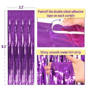 Mr. Pen- Metallic Foil Curtains, Purple Backdrop, 3.3 x 8.3ft, Purple Tinsel Backdrop, Foil Fringe Curtains Party Decorations, Tinsel Curtain Backdrop, Foil Curtain Backdrop, Birthday Door Decoration