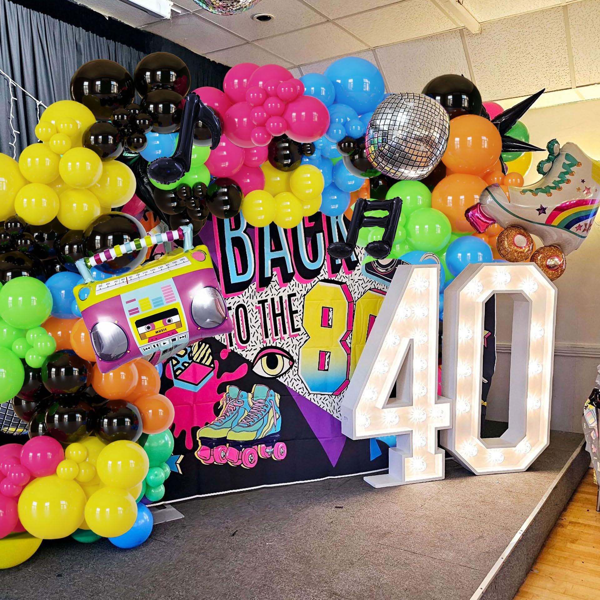 80s 90s Party Decorations 70s Retro Balloon Kit With Disco Ball Radio Skate Balloons For Freaknik Party Decor Disco Dj Music Throwback Birthdays, Proms, Back To The Future,Decades Dance themed Parties