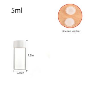 BKMAMLAB 5ml Clear Glass Vial 20pcs with white Screw cap and inner plug 20pcs, leak-proof Glass Bottle Sealed Sample Vials