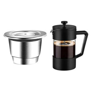 nuhikap reutilisable refillable capsule crema espresso reusable new refillable with french press coffee & tea maker