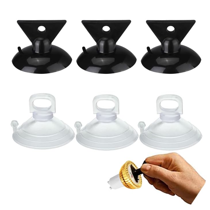 BRBASAP Gu10 Bulb Removal Tool 239 2 Size Light Bulb Changer Suction Cup Remover Set MR16 GU10 Lamps Changer Head for Halogen LED Mini Track Lights Remove Kit Recessed Lights (Black White 6PCS)