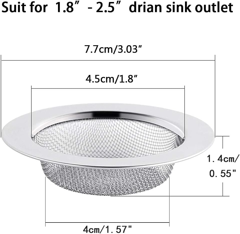 Generic 2 Pack Kitchen Sink Strainer, Stainless Steel Mesh Drainage Strainer, 7.5cm Drainage Strainer, Bathroom Sink Stopper, Hair Receiver for Kitchen Sink, Bathroom, Washbasin