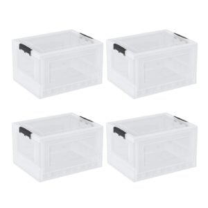 yesdate 4 packs 30 liters collapsible storage cube with lids, foldable plastic organizers bin box for shelves, drawers, closet