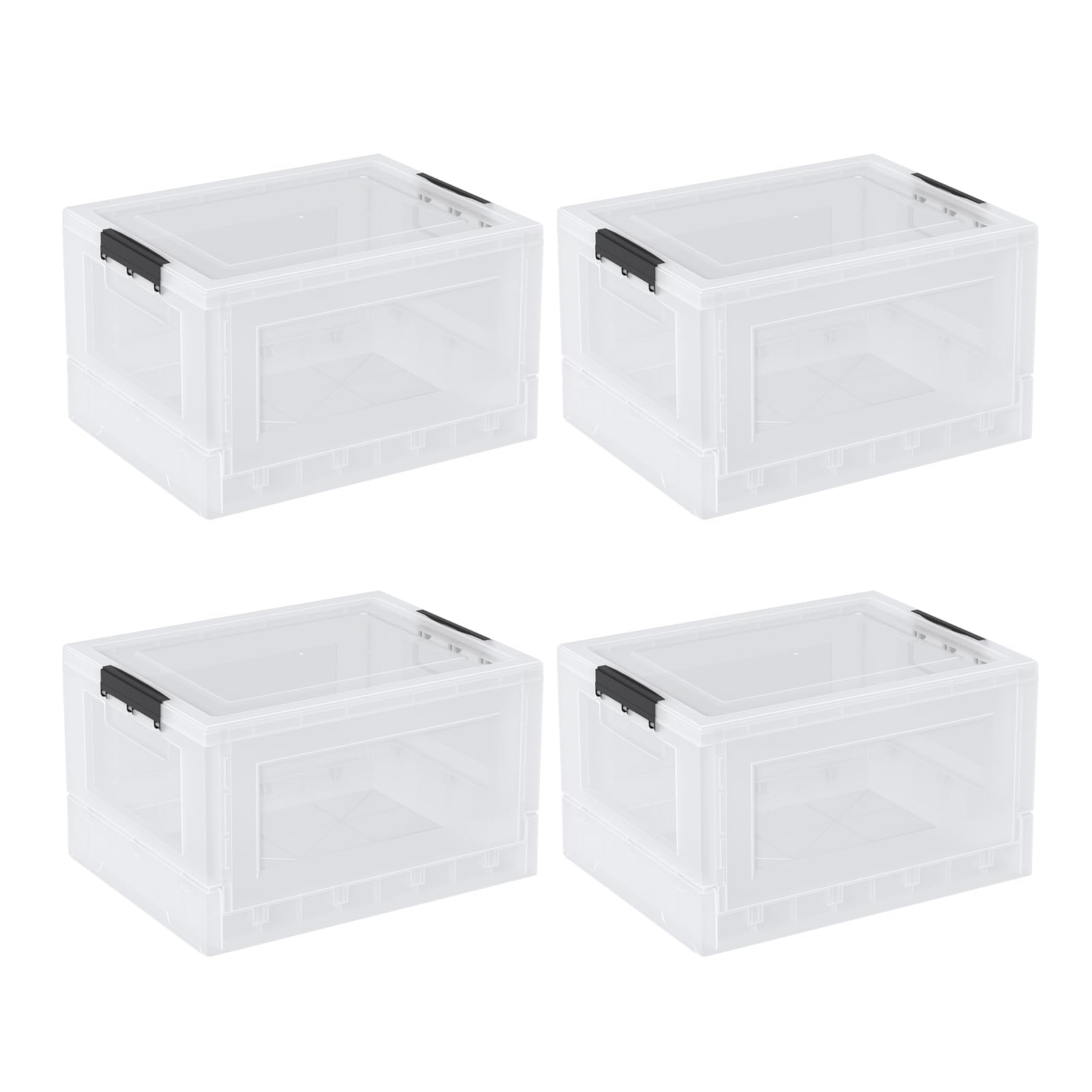 Yesdate 4 Packs 30 Liters Collapsible Storage Cube with Lids, Foldable Plastic Organizers Bin Box for Shelves, Drawers, Closet