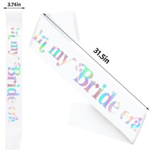 In My Bride Era Sash with Iridescent Foil, White Bride to Be Bachelorette Sash for Hen Party Bridal Shower Engagement Wedding Party Decorations Supplies Accessories Favors Gift (White+Iridescent)