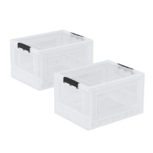 Yesdate 4 Packs 30 Liters Collapsible Storage Cube with Lids, Foldable Plastic Organizers Bin Box for Shelves, Drawers, Closet