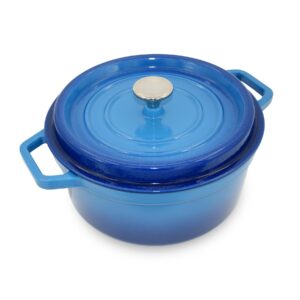 minluful enameled cast iron dutch oven pot with lid - 5 quart round dutch oven cookware pot for bread baking, stove and oven safe, caribbean blue