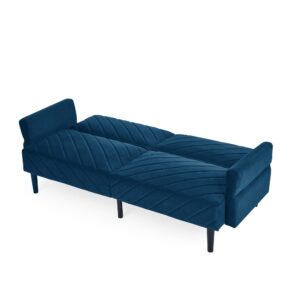 Haplized Modern Convertible Sofa Bed,Velvet Futon Couch Folding Tufted Sofa Couch with Adjustable Armrests for Apartment,Living Room,Blue