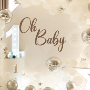 Oh Baby Decal Sign for Backdrop Large Baby in Bloom Baby Shower Party Wall Sticker Balloon Arch Letters Decorations Boy Girl Neutral Gender Reveal Decor