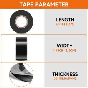 20FT Self-Fusing Silicone Tape Heavy Duty Waterproof Tape for Leaks Silicone Tape Plumbing Leak Repair Electrical Tape Insulation Tape for Heavy Duty Hose Leak, Cable Winding Insulating, Handle Wrap