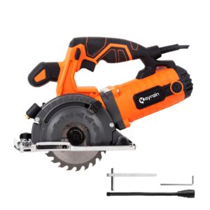 kayrain electric circular saw mini circular saw with blades (5”) compact hand saw max cutting depth 1-7/8'' (90°), rubber handle, 10 feet cord, fit for wood soft metal plastic cuts