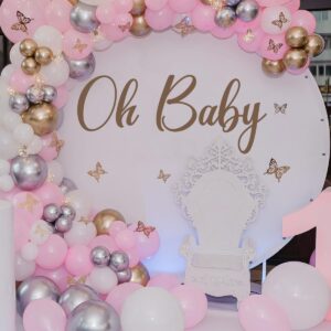 Oh Baby Decal Sign for Backdrop Large Baby in Bloom Baby Shower Party Wall Sticker Balloon Arch Letters Decorations Boy Girl Neutral Gender Reveal Decor