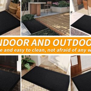 KaBesten Doormat, Anti-Slip Waterproof Door Mat for High Traffic Areas, Black, Snowproof Welcome Mat for Front Door, Outdoor Indoor Entrance, 29.5.17.7