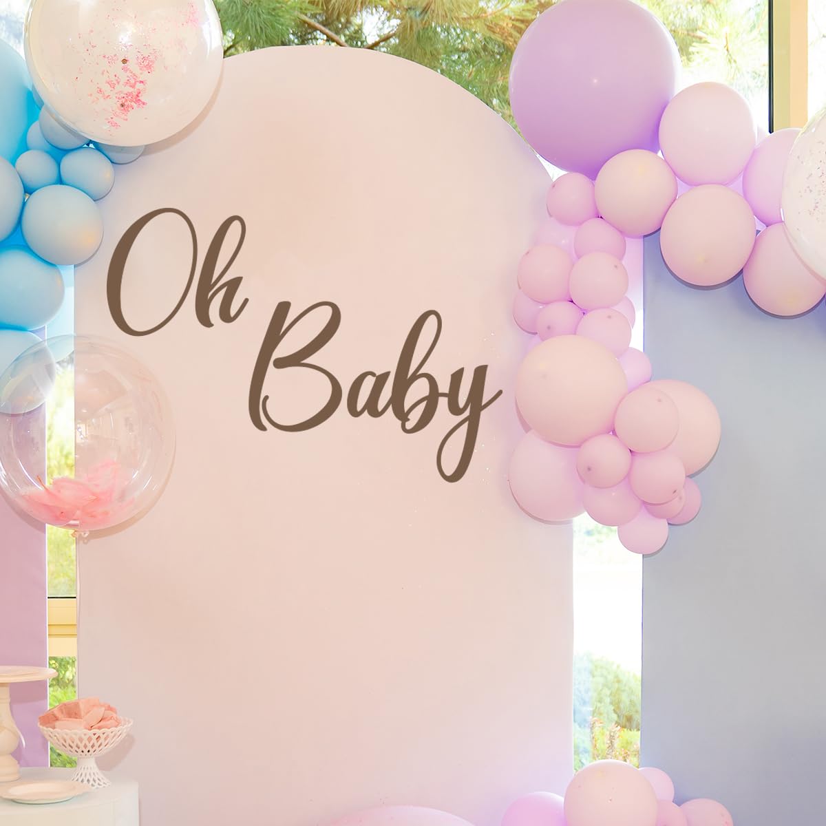 Oh Baby Decal Sign for Backdrop Large Baby in Bloom Baby Shower Party Wall Sticker Balloon Arch Letters Decorations Boy Girl Neutral Gender Reveal Decor