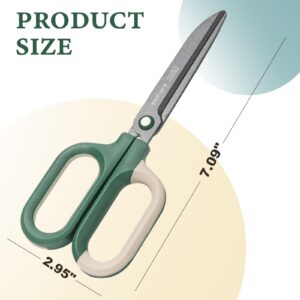 Deli Scissors, Titanium Non-Stick Scissor, Stainless Steel All Purpose Scissors for DIY Art and Craft in Office, School and Home (Green)