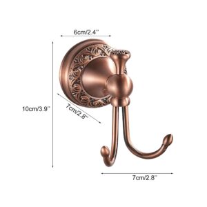 Red Copper Bath Towel Hooks, Wall Mounted Bathroom Hardware Accessories,Pattern Carving Design