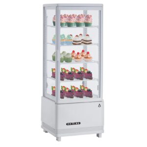 aconee commercial, 3.46 cu.ft. refrigerator display case countertop fridge, upright beverage merchandiser adjustable shelves, interior lighting, white