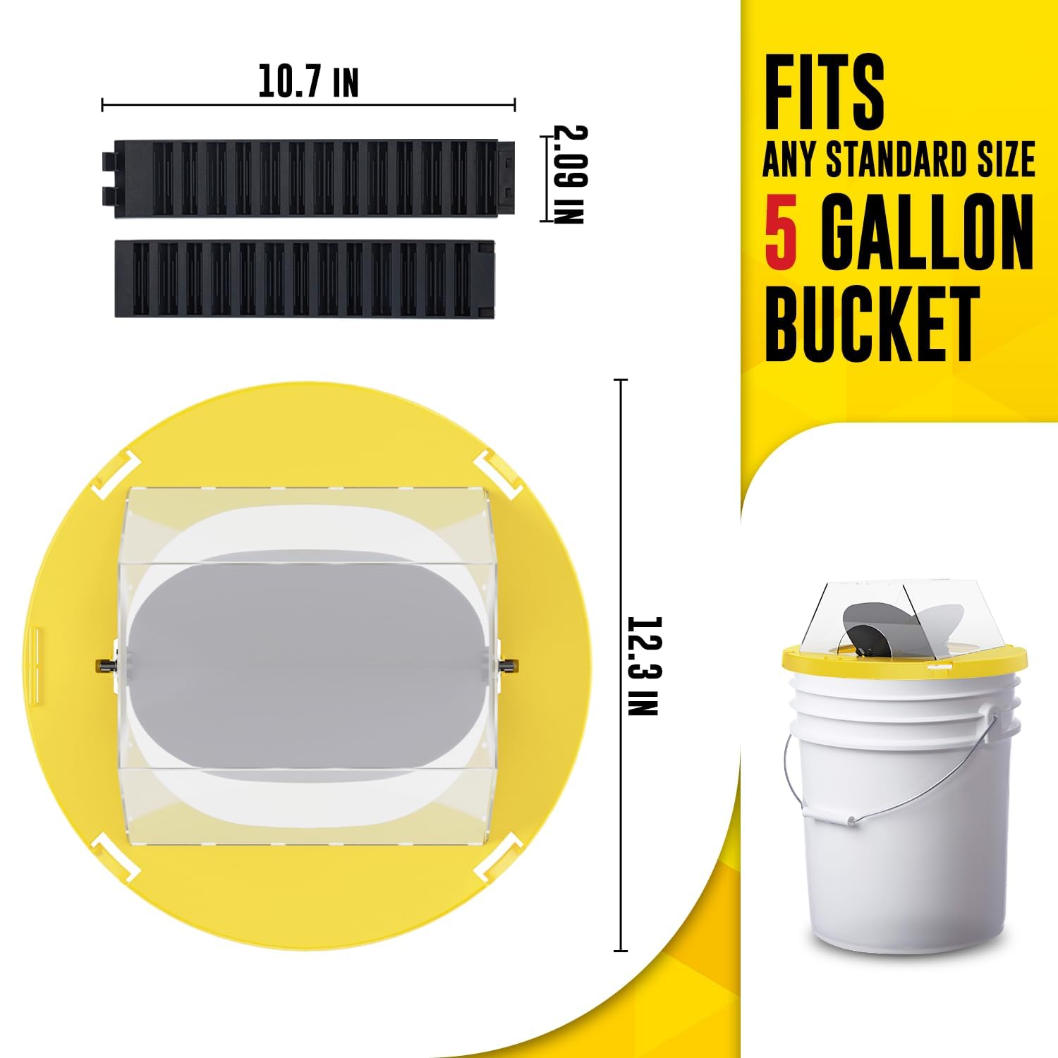 Mouse Trap Bucket,Upgraded Rat Trap Bucket,Bucket Lid Mice Trap,Auto Reset Rat Trap Compatible 5 Gallon Bucket-Transparent