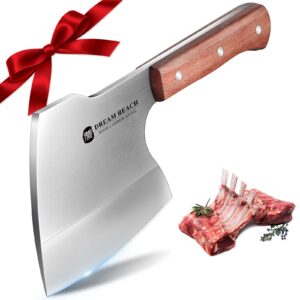 dream reach meat cleaver knife heavy duty bone chopper stainless steel butcher axe bone cutting knife hand forged butcher knife meat bone cleaver knife for kitchen outdoor bbq