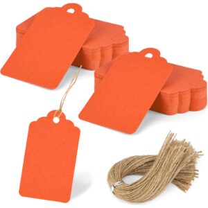 sallyfashion 120pcs gift tags with string, paper tags orange hanging tags blank tags for gifts diy wedding birthday