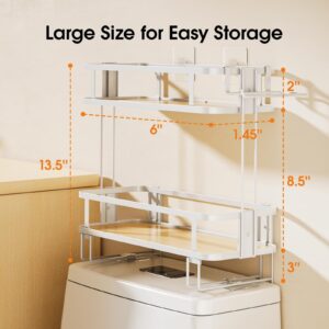 LAMU 2-Tier Over-The-Toilet-Storage-Shelf, Over Toilet Bathroom Organizer, Large Capacity, No Drilling Installation, Thick Material, Rust-Resistant, Perfect for Over the Toilet Shelf, White