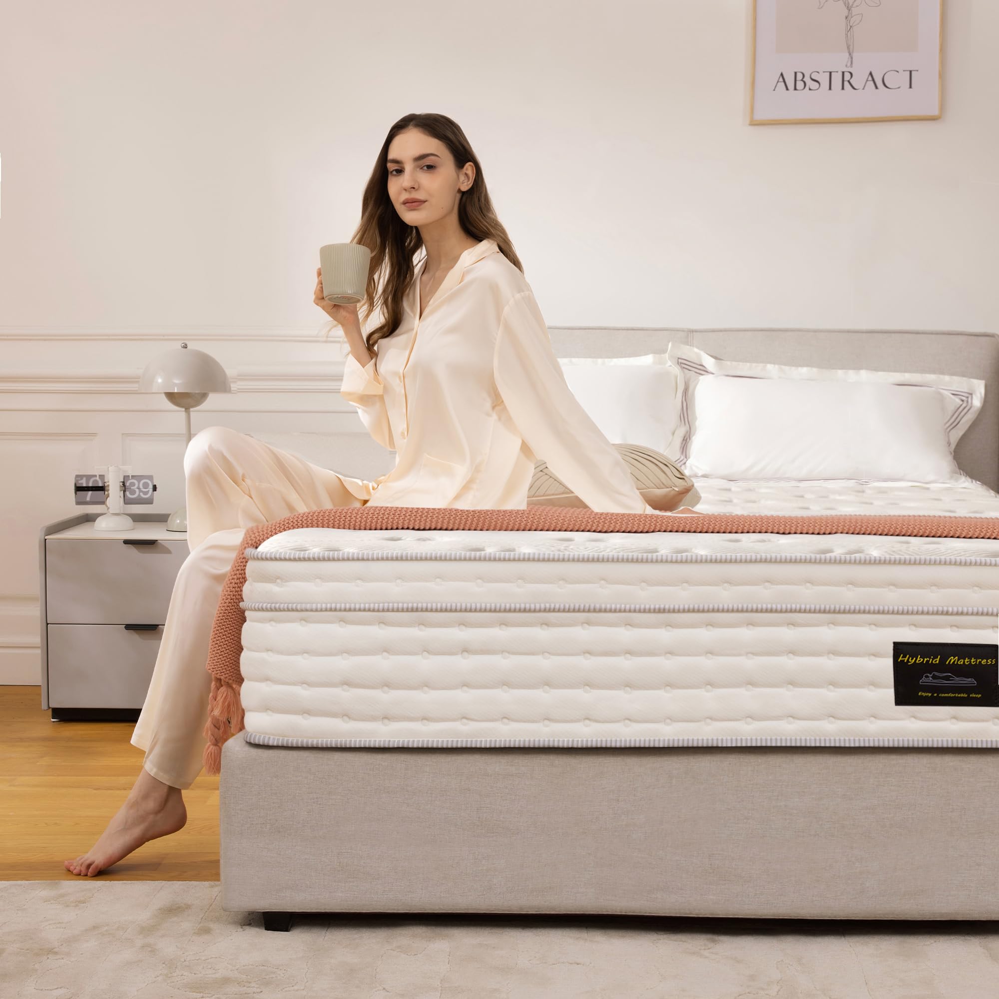 UniPon Queen Size Mattress, 12 Inch Queen Hybrid Mattress with Gel Memory Foam, Bed Mattress Extra Lumbar Support for Pressure Relief