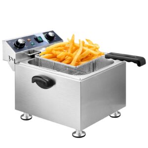 waterelfo electric deep fryer - 13l 13.7qt commercial deep fryer 1800w 120v18.7pounds withtroperature control and timer large basket fryer for commercial and domestic kitchens