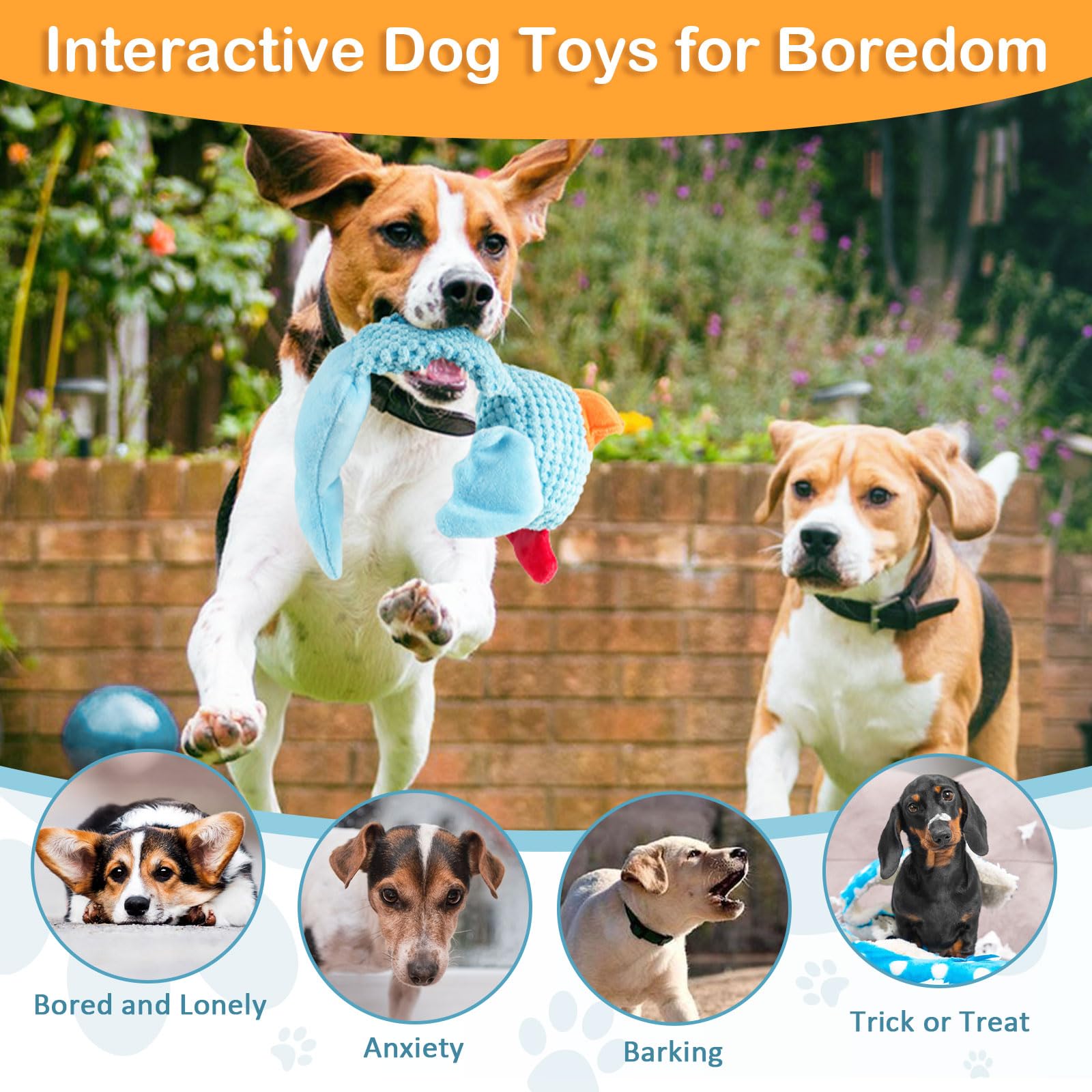 Fuufome Squeaky Dog Toys for Medium and Small Dogs:Interactive Tug of War Dog Toy for Puppy Teething-Great Plush Dog Toy for Dogs to Keep Them Busy