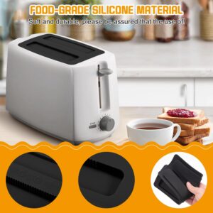 Toaster Cover 2 Slice, 2 Pack Toaster Covers, 4.09x10.78in Silicone Toaster Lid Bread Washable Machine Cover Toaster Oven Cover Kitchen Appliance Covers (Black)