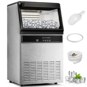 antarctic star commercial ice maker, cubic ice machine with self-cleaning function, 100lbs/24 h, led display, 30 lbs ice storage bin, 48 h timer setting, freestanding party/bar/restaurant