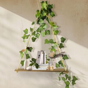 cqcluzqi floating wall hanging shelf - boho wall hanging shelf macrame wall decor with tassel, wood shelf handmade hanging storage shelving room decor aesthetic for liveing room bathroom bedroom (6)