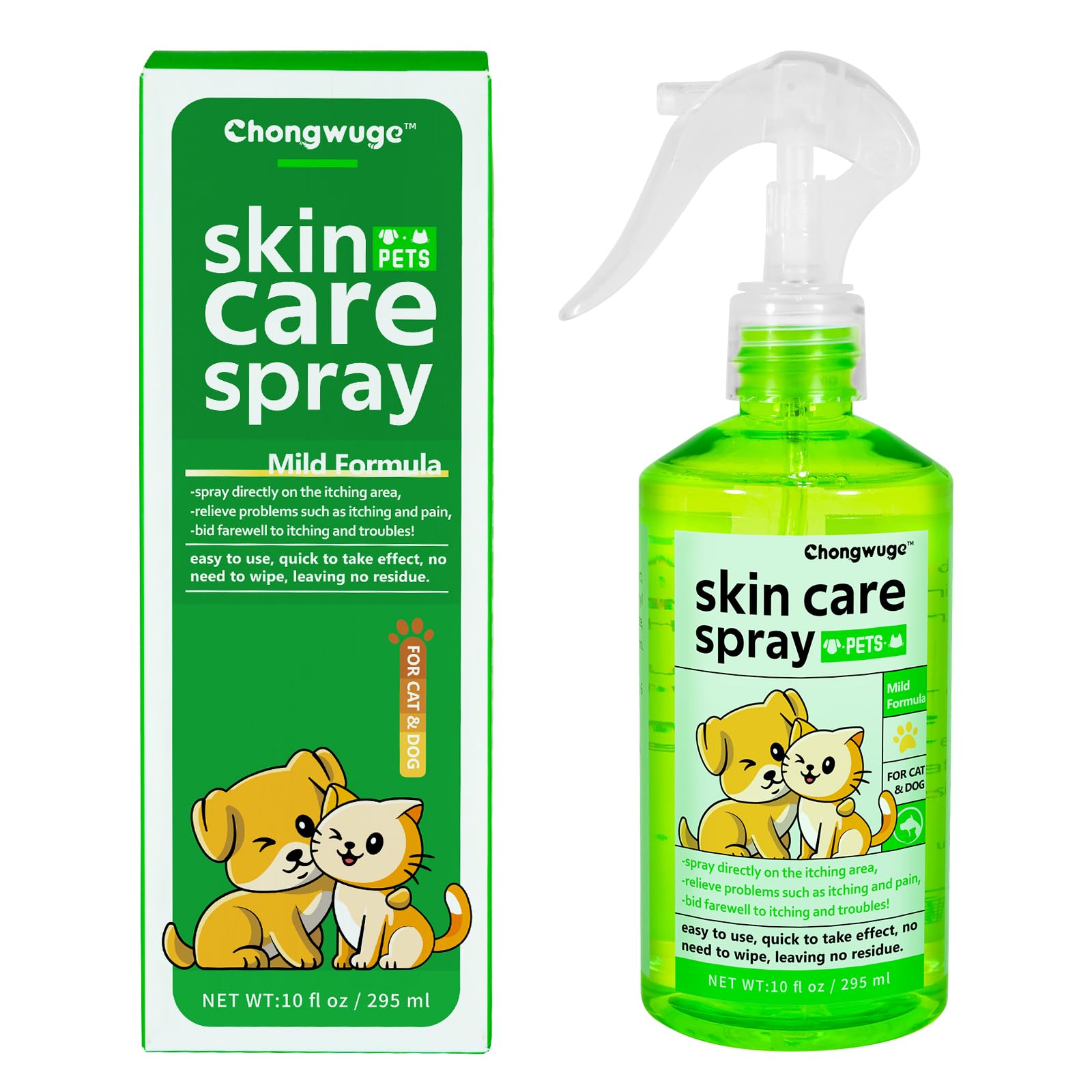 Chongwuge Pets Wound Care Spray for Dogs & Cats, Allergy Relief, Relieve Itching and Pain, Healing Wounds, Mild Formula, Spray-on Easy to Use, 10 fl oz