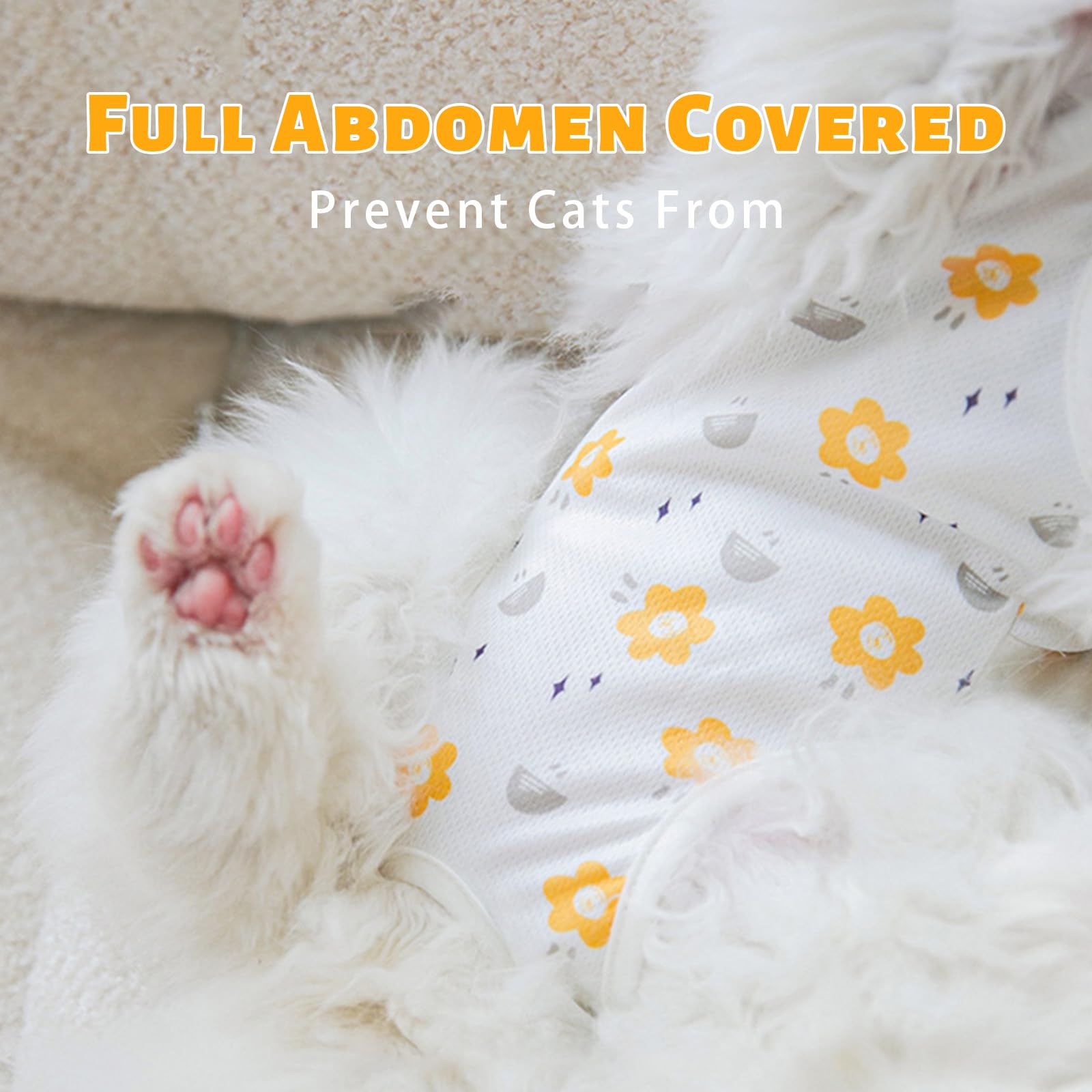 Cat Recovery Suit - Cat Surgery Recovery Suit Breathable Kitten Onesie for Pet Surgical Abdominal Wounds Skin Diseases E-Collar Alternative Wear Soft Cat Surgical Suit (Yellow, S)