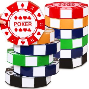 pullcrease 12 pcs large poker chip favor boxes 9 inch casino themed party decorations giant chip table centerpiece for game night new year prom casino birthday party supplies