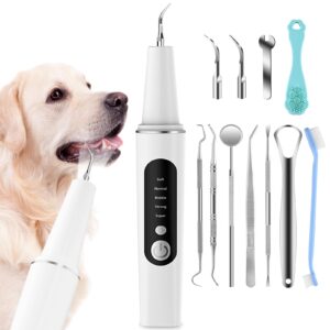 tesecu dog plaque remover for teeth, dog tooth brushing kit for tartar, 5 modes pet dog teeth cleaning, dog pet puppy dental toothbrush tool, pet teeth cleaning suitable for dog/cat